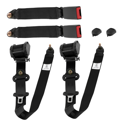 2x 3 Point Retractable Auto Car Shoulder Safety Seat Belt Diagonal Belt ...