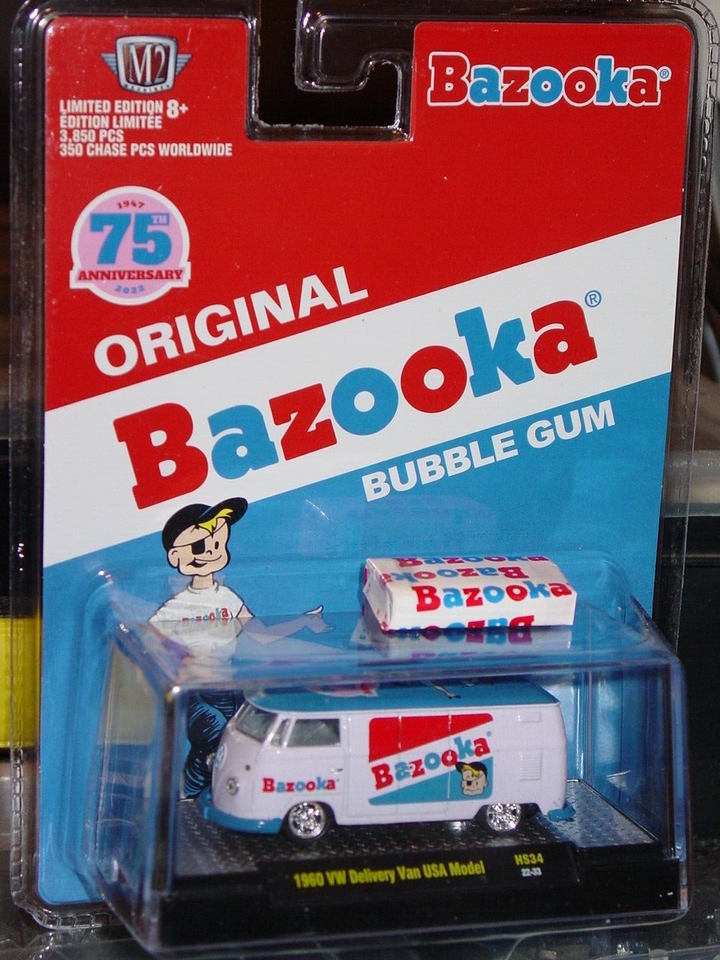 M2 MACHINES 1969 VOLKSWAGEN VW VAN BAZOOKA JOE BUS w/BUBBLE GUM Blue ...