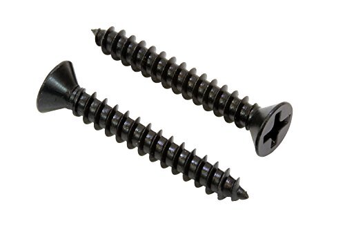 No. 8 x 1-1/4'' Black Screws, Xylan Coated Stainless Flat Head Phillips ...