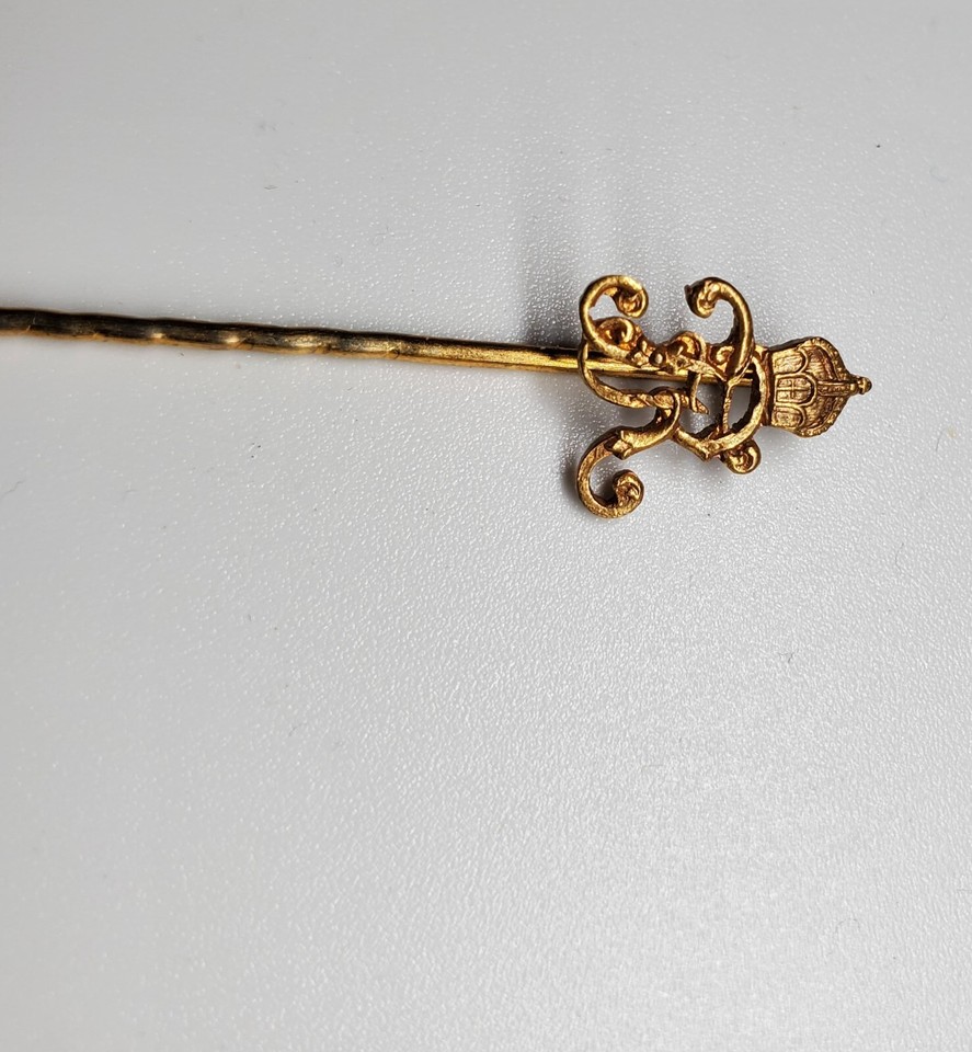 WW1 WWI Original German stick pin crown Wilhelm monogram badge button ...