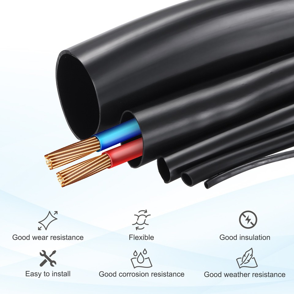 15m PVC Cable Sleeve Tubing, 1mm PVC Tube Black Cord Organizer | eBay