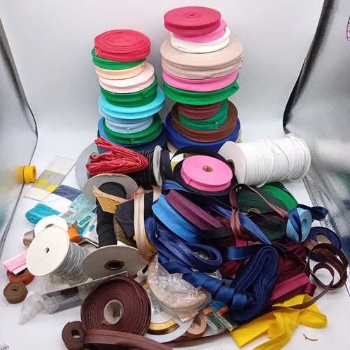BIAS BINDING JOB LOT Vintage Sewing Clothes Making Trims Elastic Bundle ...