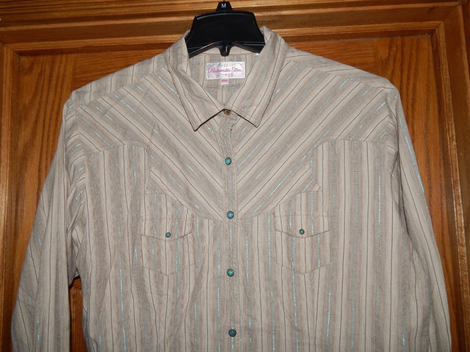 Women's Size XXL PANHANDLE SLIM Western Turquoise Pearl Snap Cowgirl ...