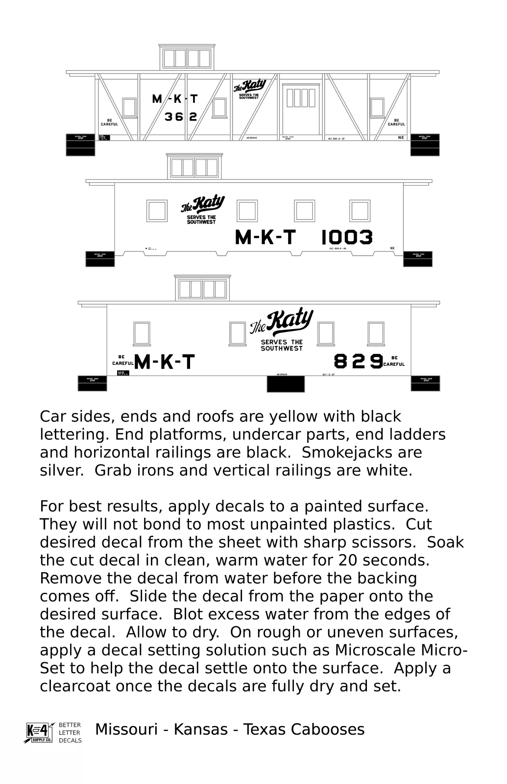 K4 O Scale Decals Missouri Kansas Texas MKT Katy Caboose Black | eBay