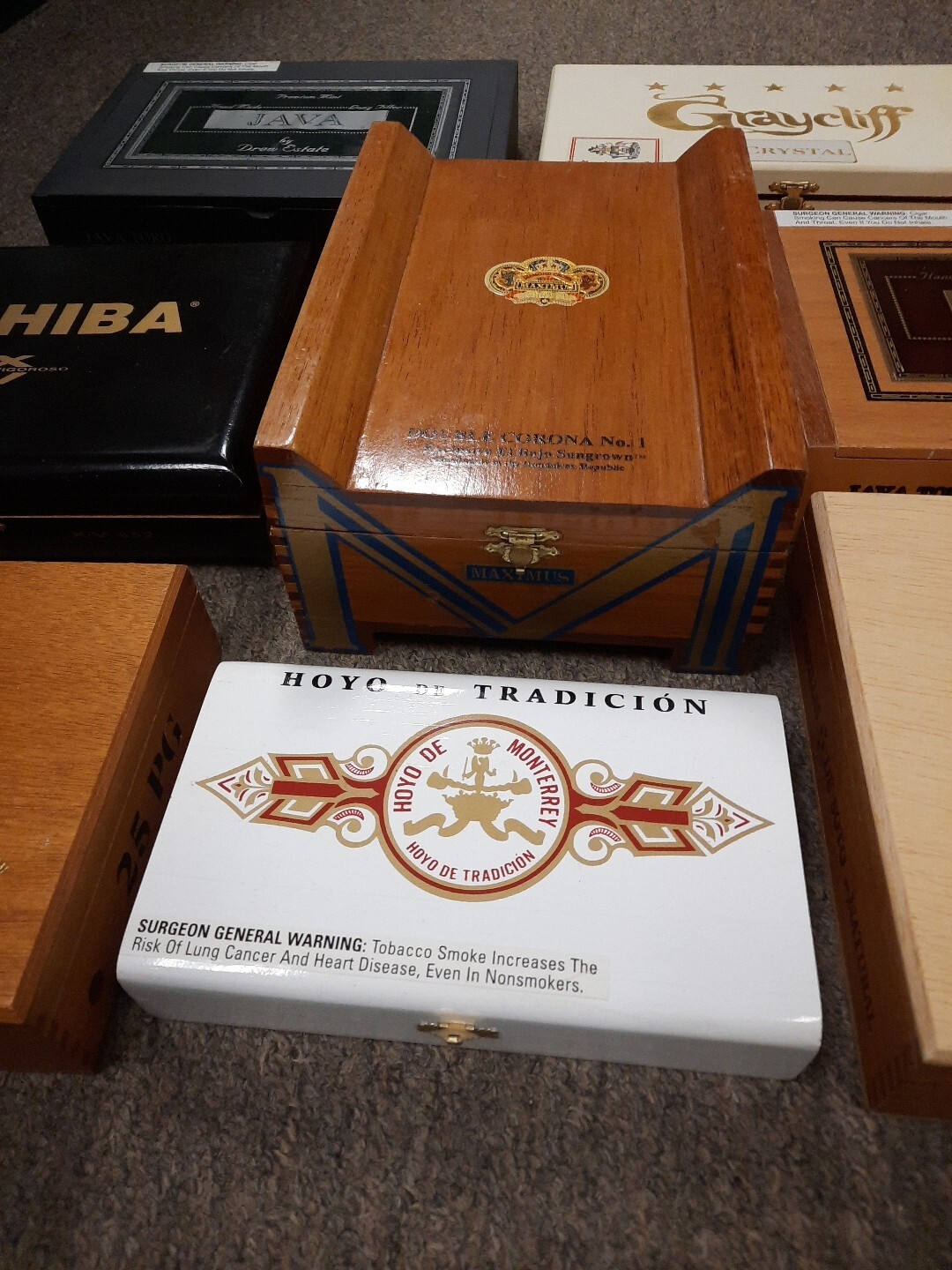 Lot Of 8 Cigar Boxes Cohiba Diamon Crown Corona Craycliff Mike Ditka's ...