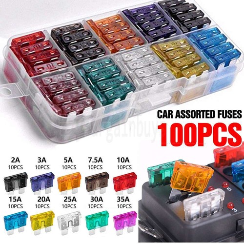 100Pcs Car Auto Low Profile Micro Blade Mini 2A-35A Fuse Assortment Kit ...