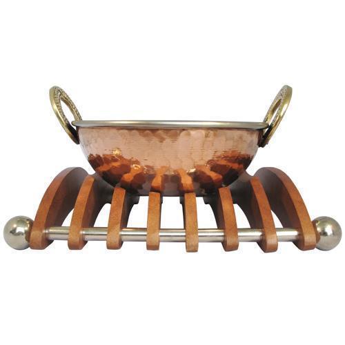 Balti Dish STAND Karahi Curry Serving WOODEN Wok Kadai Indian ...