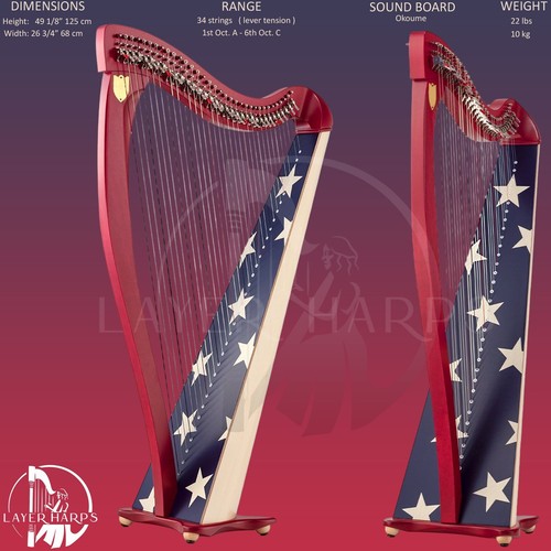 34 string lever harp Drake Lever Harp Americana 34-strings Beautifully ...