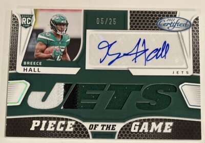2022 Panini Certified NFL Breece Hall Piece of the Game RPA /25 Jets RC ...