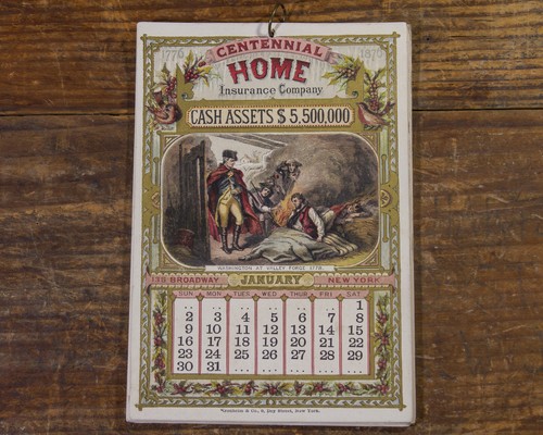 Antique Advertising Calendar 1876 CENTENNIAL HOME INSURANCE George ...