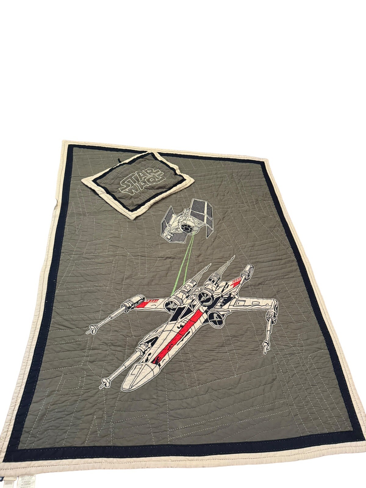 Pottery Barn Kids Star Wars X-Wing Tie Fighter Twin Size Quilt+1 Sham+1 ...