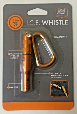 UST Aluminum I.C.E Whistle Carabiner Watertight Emergency Survival ...