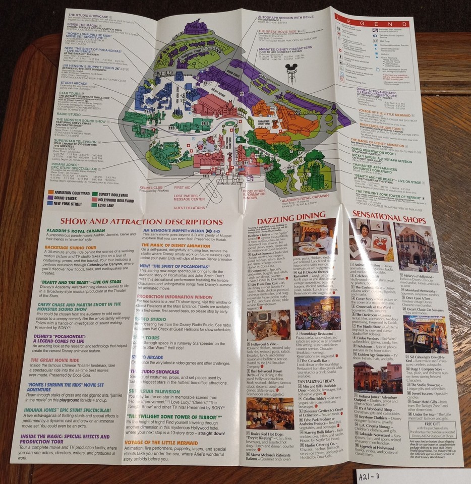 Walt Disney World MGM Studios Guide Map 1995 | eBay