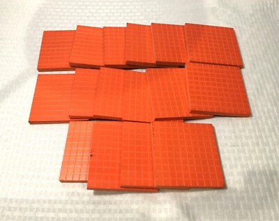 MATH MANIPULATIVES LOT OF 16 BASE 10 COUNTING FLATS - ORANGE PLASTIC ...