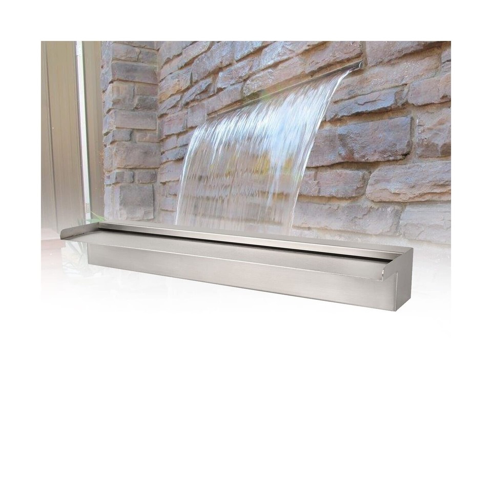 24" Waterfall Pool Fountain, 304 Stainless Steel Pond Waterfall w/wide ...
