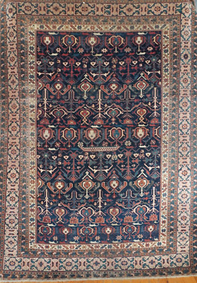 Exquisite Antique Caucasian Kuba 4'4" x 6' Hand Knotted Wool Navy ...
