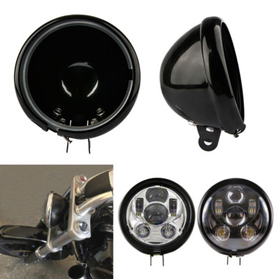 5.75'' 5 3/4" Led Headlight Cover Housing Shell Bracket for Harley ...