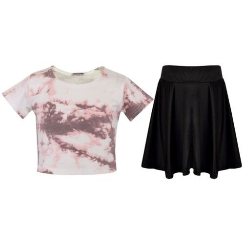 Kids Girls Crop Top & Skirt Tie Dye Rust Print Summer Outfit Clothing ...