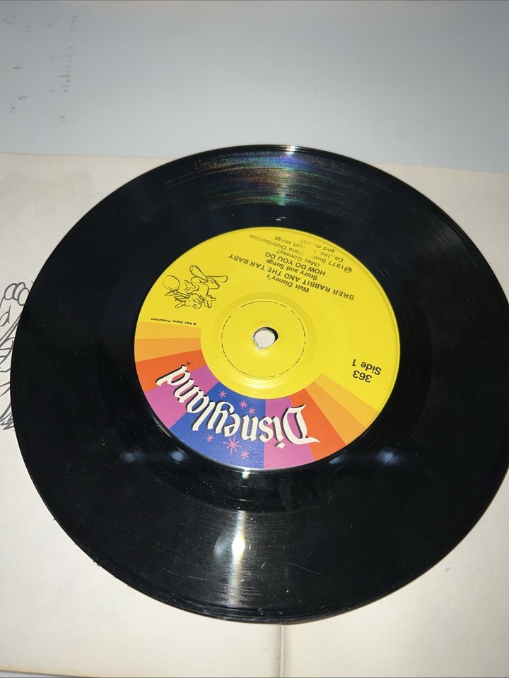 Vintage Walt Disney Brer Rabbit and the Tar Baby Book & 7” Record 33 ...