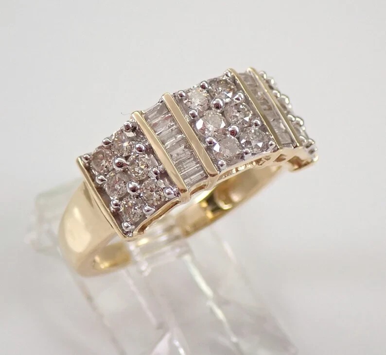 FINE 3.30Ct Round Cut Moissanite Cluster Engagement Ring 14K Yellow ...