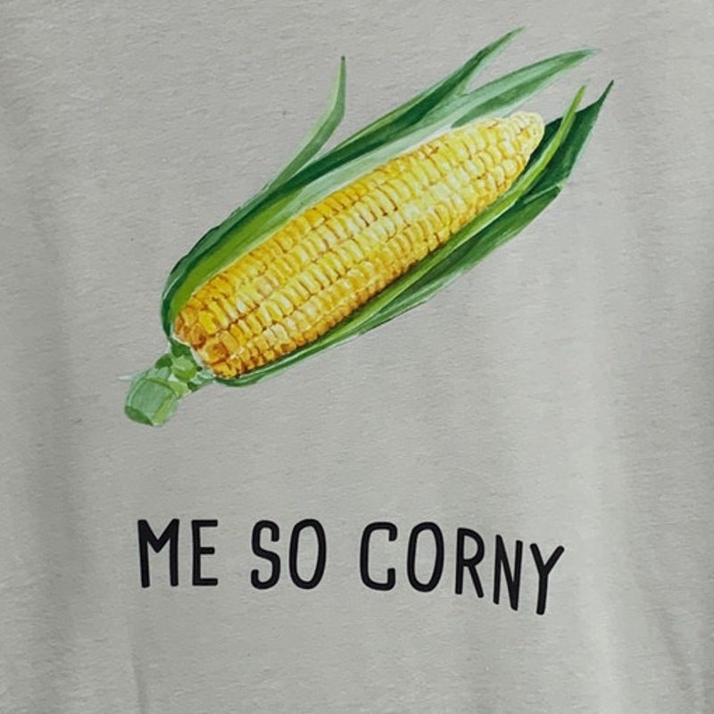 New Hand Printed Womens Large Me So Corny Corn Cob Short Sleeve Tee ...