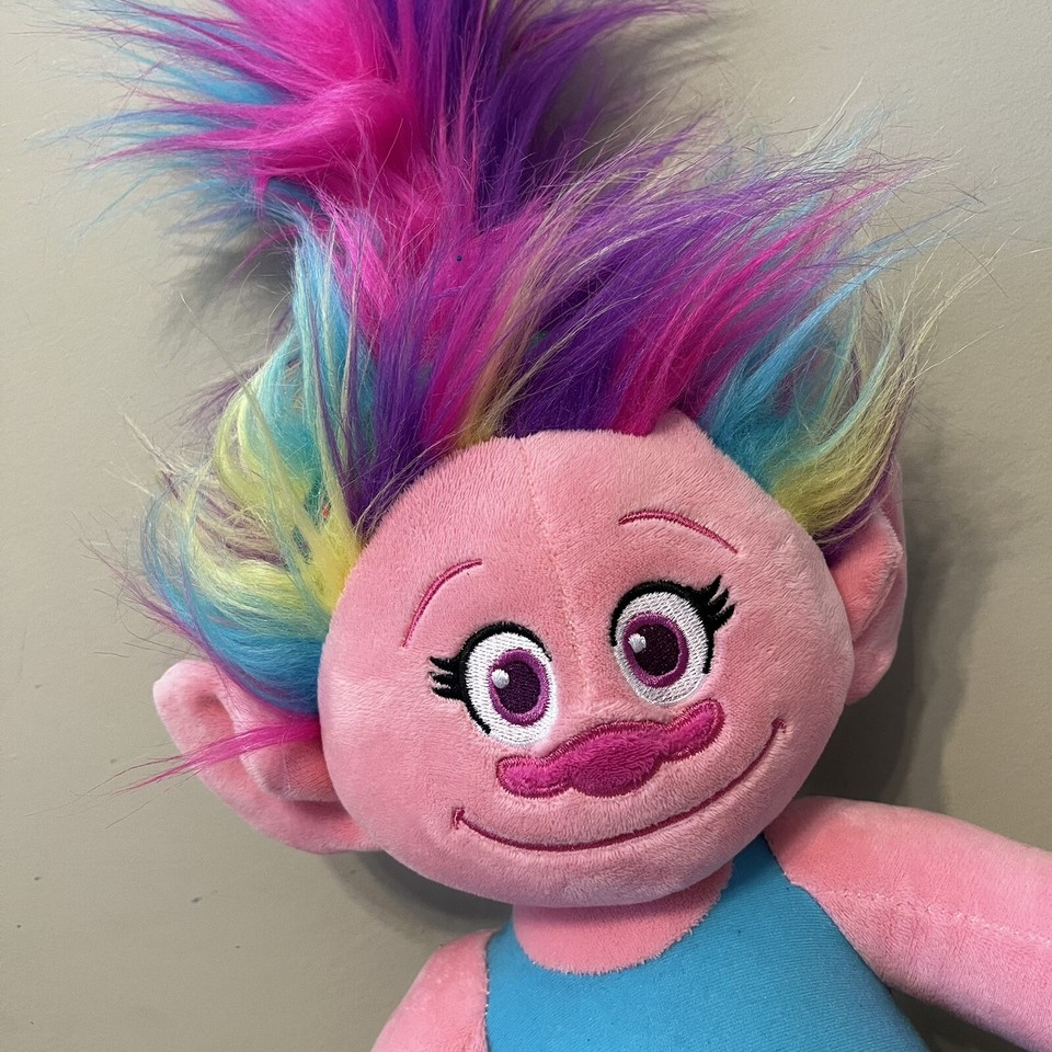 Build-A-Bear Rainbow Hair Poppy Dreamworks TROLLS 22" Plush Stuffy BAB ...