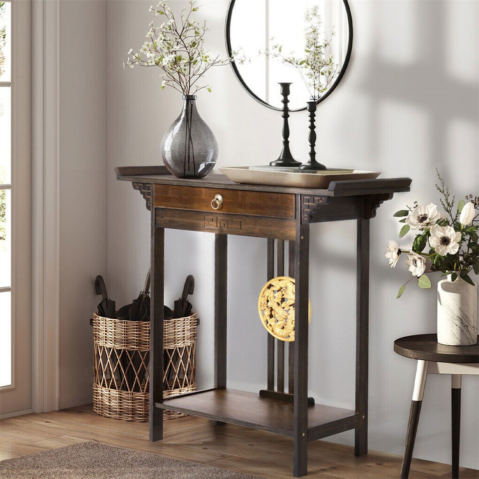 UNHO Chinese Style Console Table Narrow Skinny Hallway Table Sofa Table ...