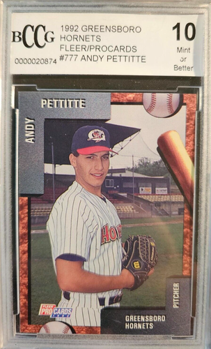 BECKETT 10-1992 Fleer ProCards ROOKIE Andy Pettitte #777 BCCG 10 NO ...