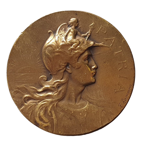 c.1900s FRANCE MEDAL HELMETED MARIANNE SOCIÉTÉ MIXTE DE TIR DE NICE, BY ...