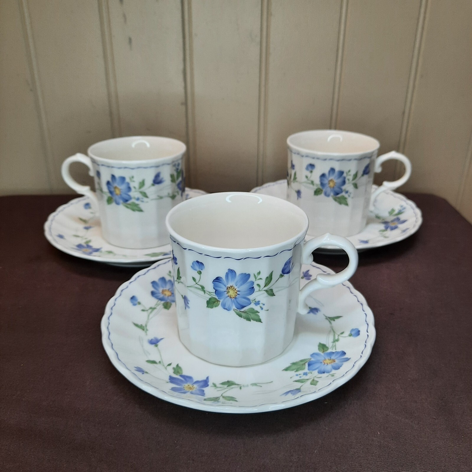 Mikasa Maxima Set of 3 CAJ02 Rotunda Blue Flowers Coffee Tea Cups ...