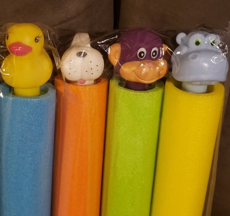 New Water Blaster Soaker Squirt Gun 4pk Foam Noodle Pump Action Outdoor ...