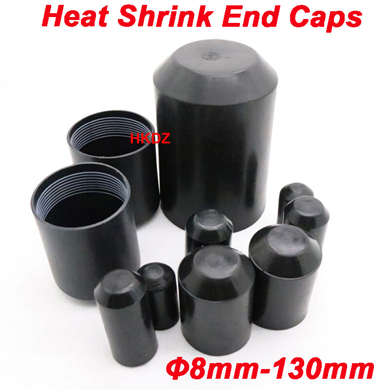 Black Heat Shrink End Cap Adhesive Glue Lined Cable Connector 8-130mm ...