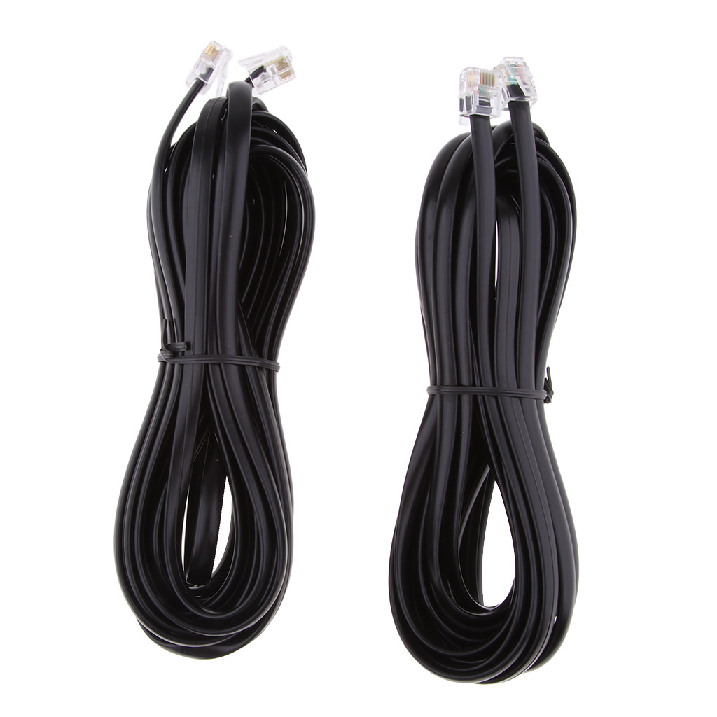 2x RJ12 6P6C Telephone Data Cable Male to Male Modular Cord Straight 5M ...