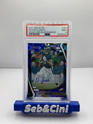 2021 Panini Absolute Devonta Smith Blue Diamond Rookie Auto #d /50 MINT ...