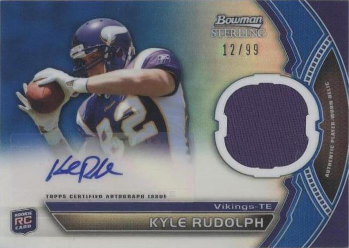 2011 Bowman Sterling - Autograph Relics Kyle Rudolph #BSAR-KR Blue ...