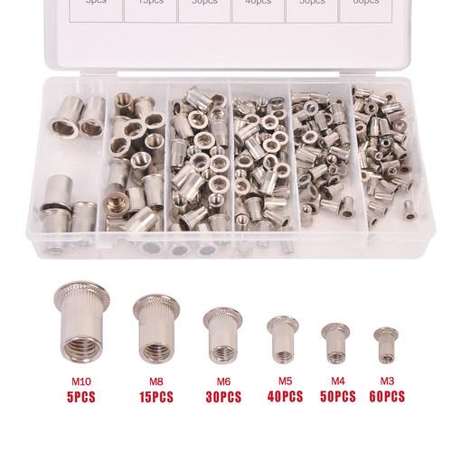 200pcs M3 M4 M5 M6 M8 M10 Stainless Steel Rivet Nuts Nutserts Metric ...