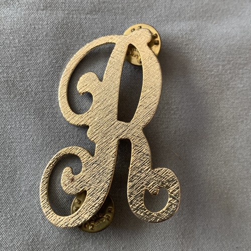 Vintage Large Initial R Gold Tone Textured 2” Brooch Pin Back | eBay