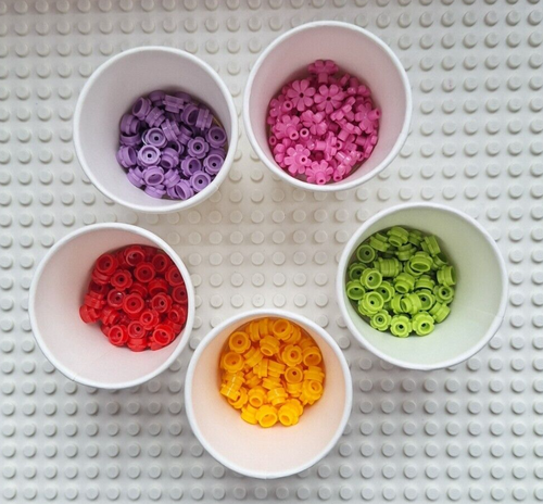 LEGO FLOWER STUD(24866)LIME-PINK-RED-YELL-M LAVEND 5x25 or 5x50 =125/ ...