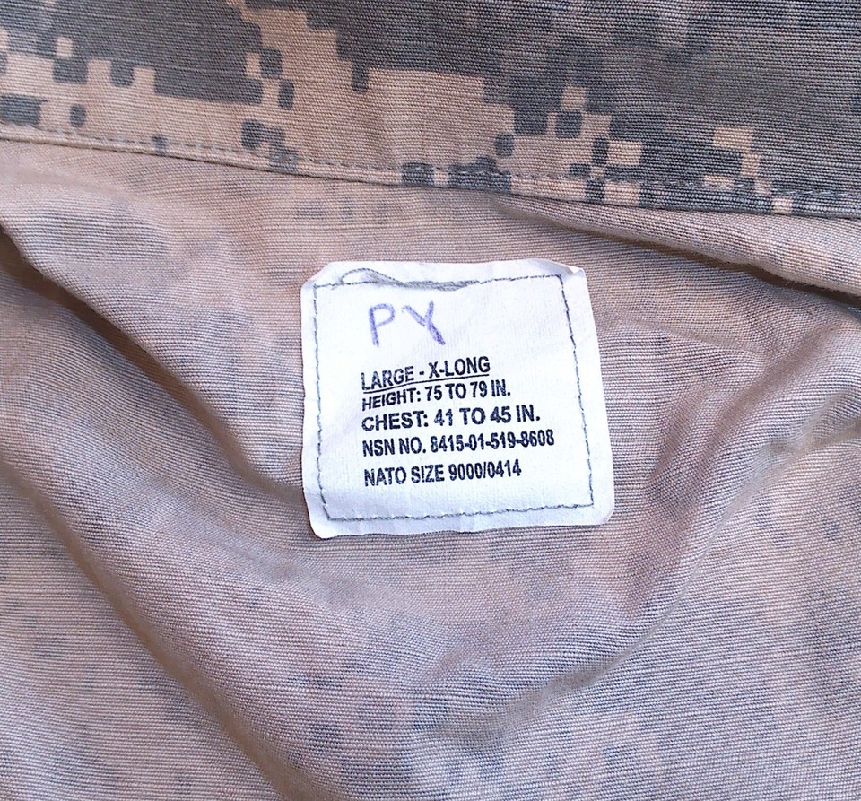 US Military Issue ACU UCP Camouflage Army Combat Coat Jacket Size Large ...