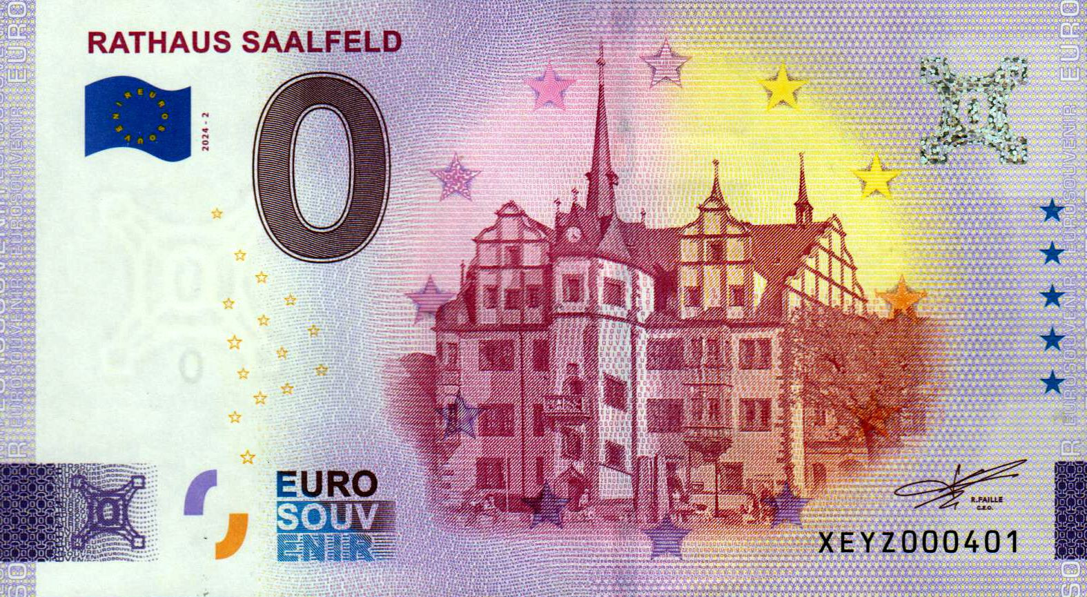 Null Euro Schein - 0 Euro Schein - Rathaus Saalfeld 2024-2 | eBay.de