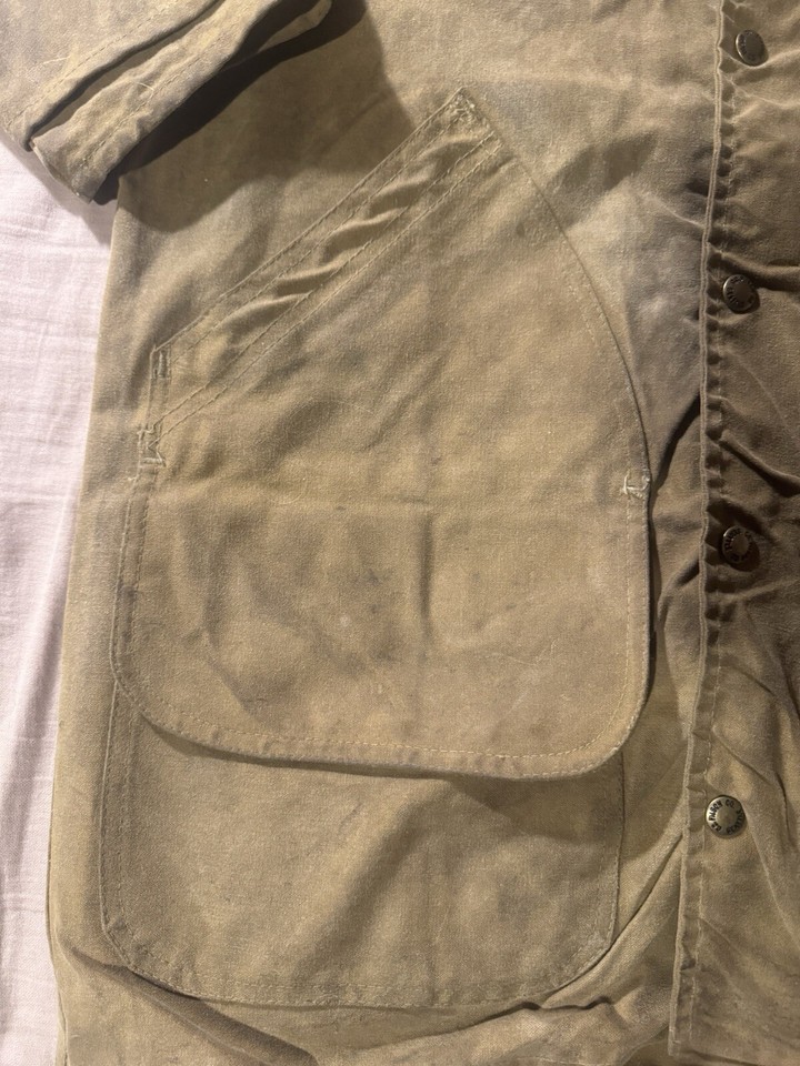 CC Filson Oil Tin Cloth Waxed Cotton Hunting Jacket Made In USA Rare ...