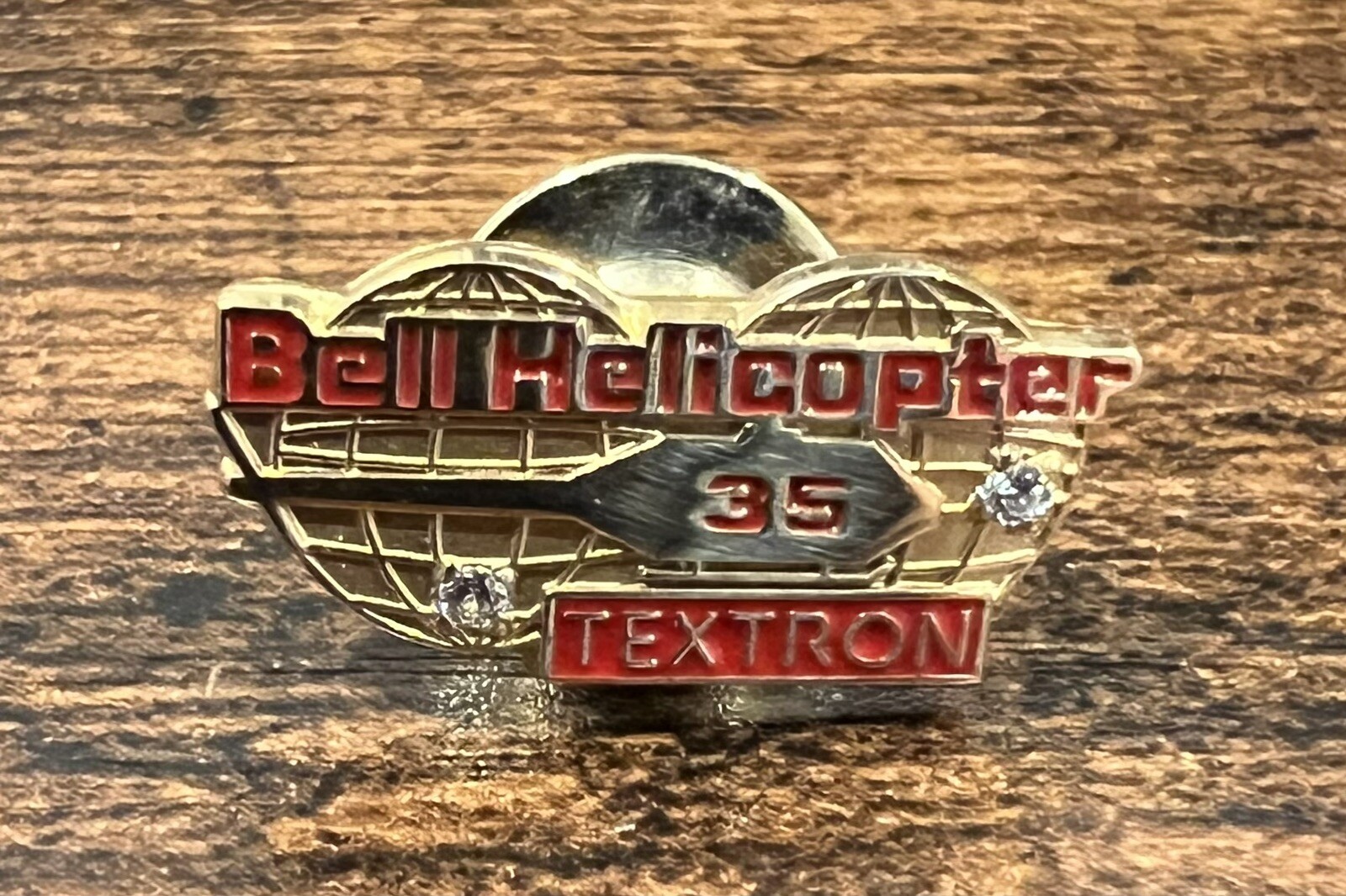 Bell Helicopter Textron 35 Year Service Award Pin 1/10 10K GF 2 Diamond ...