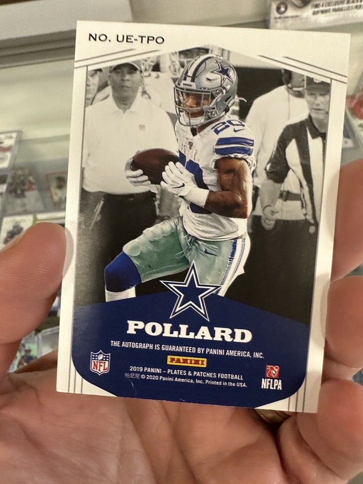 Tony Pollard 2019 Panini Plates And Patches Rookie Auto on Card /99 ...