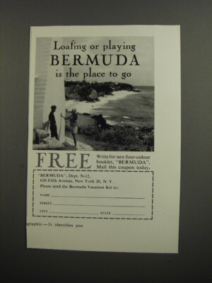 1961 Bermuda Tourism Ad - Loafing or playing Bermuda is the place to go ...