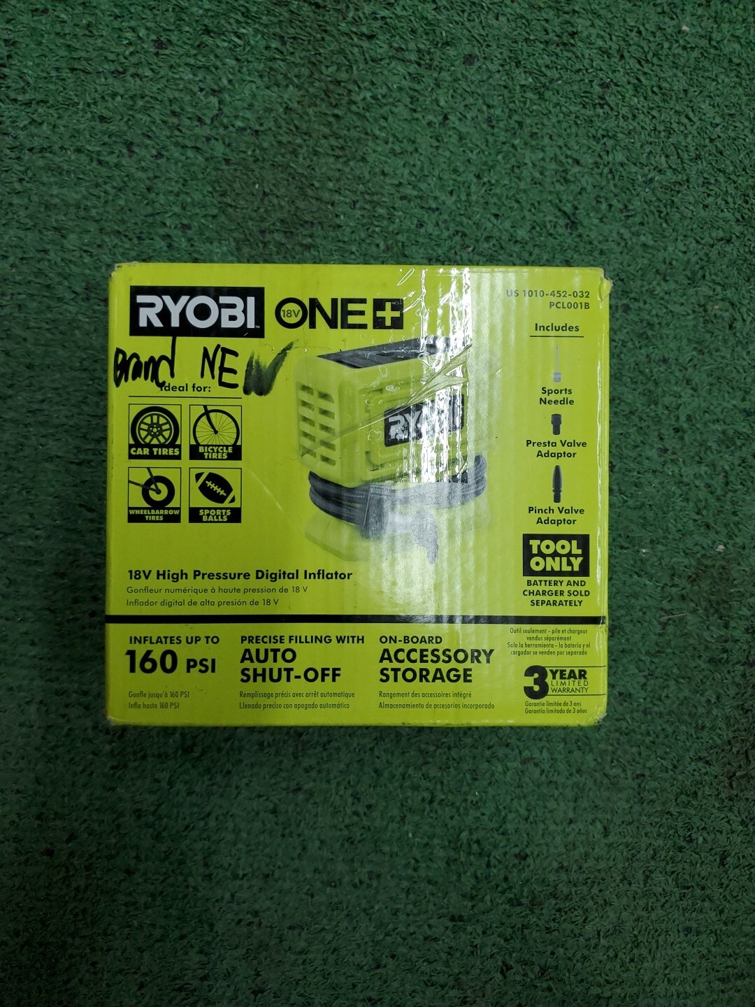 RYOBI ONE+ 18V Cordless High Pressure Digital Inflator Air Compressor ...
