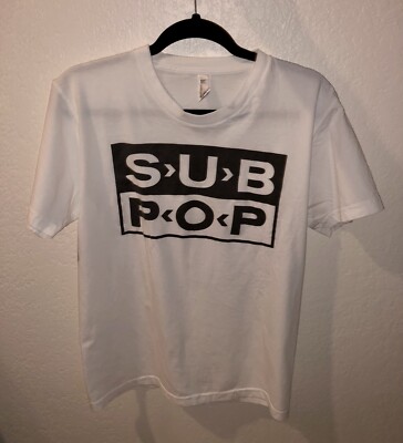 Sub Pop Logo T-shirt White BRAND NEW CLASSIC! Printed On American ...