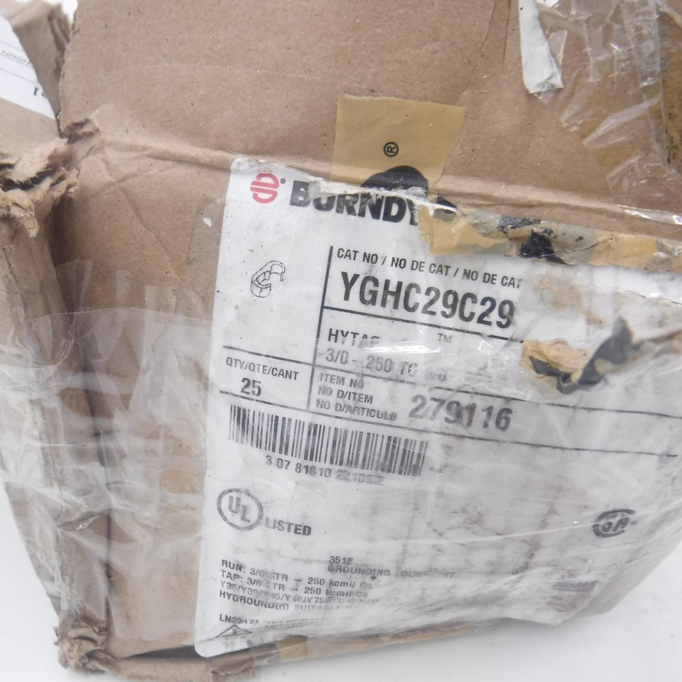 25 Pack Burndy YGHC29C29 Copper Compression C Connectors 279116 3/0AWG ...