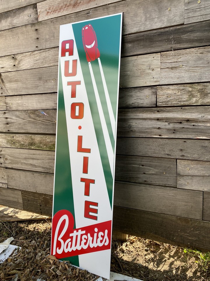 Antique Vintage Old Style Auto Lite Batteries Gas Oil Sign | eBay
