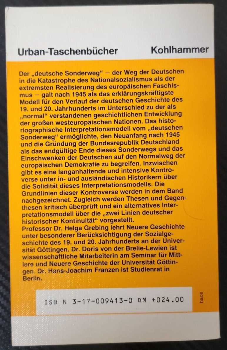 Helga Grebing Der deutsche Sonderweg in Europa 1806-1945 Eine Kritik | eBay