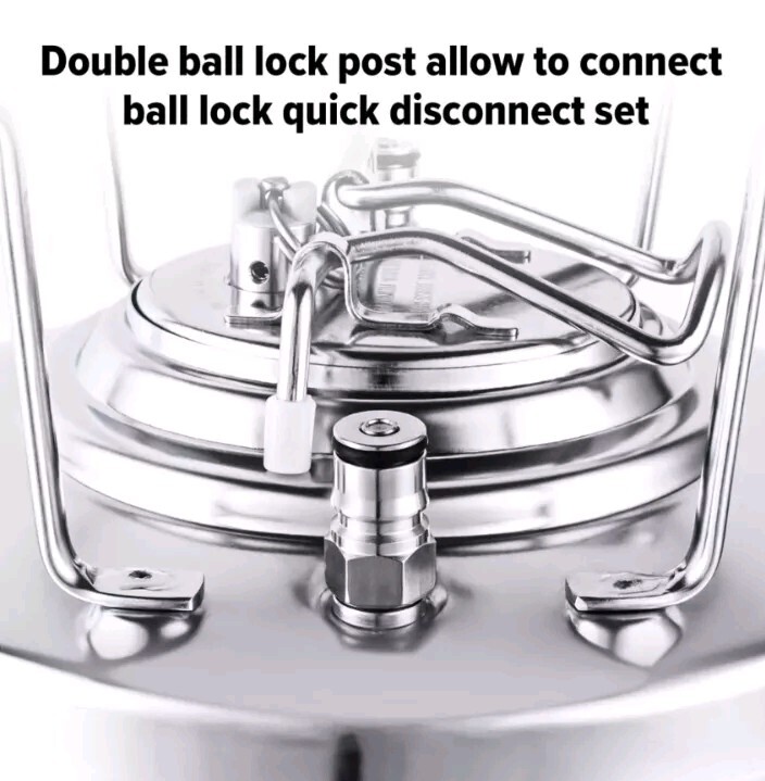TMCRAFT 2.6 Gallon Mini Ball Lock Keg, Stainless Steel Double Ball Lock ...